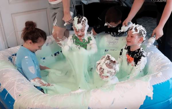 What a mess! Mum's slime pool idea is genius